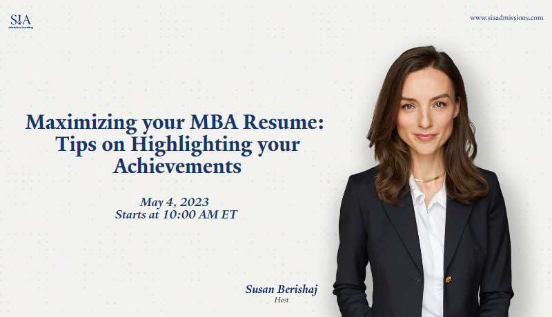 Poets&Quants | Sia Admissions: Maximizing Your MBA Resume - Event On ...